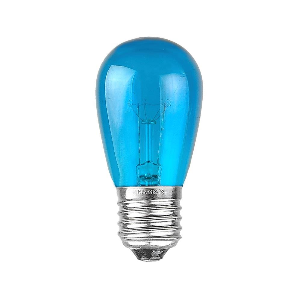 S14 Teal Bulbs 11 Watt E26 Base - Novelty Lights, Inc.