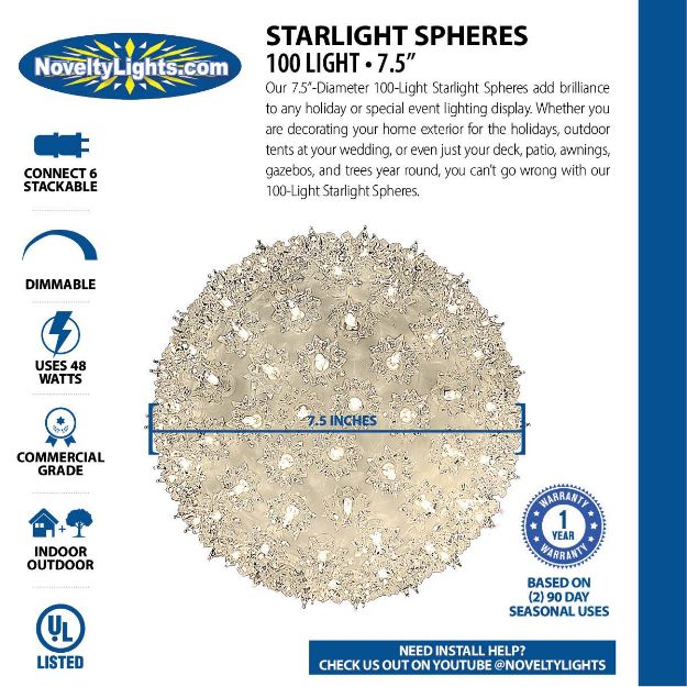 Christmas Lights | Novelty Lights7.5" Starlight Sphere 100 Light Multi ...